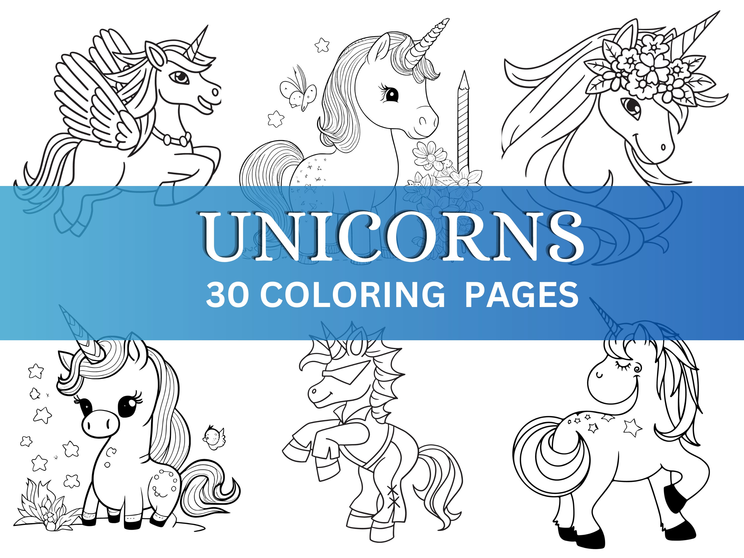 Unicorn Coloring for Kids, 30 Fun Baby Unicorn Coloring Sheets for Kids ...