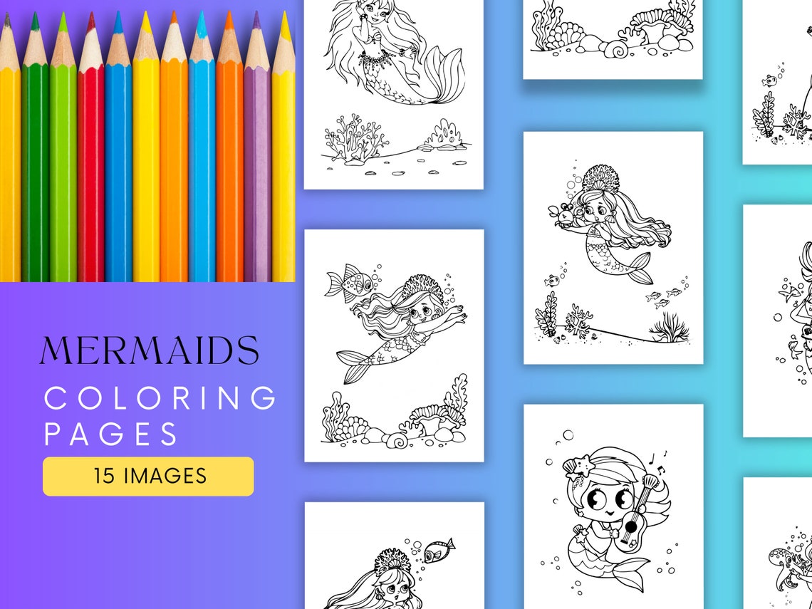 Mermaids Coloring Pages for Kids Girls, 15 Fun Printable Coloring ...