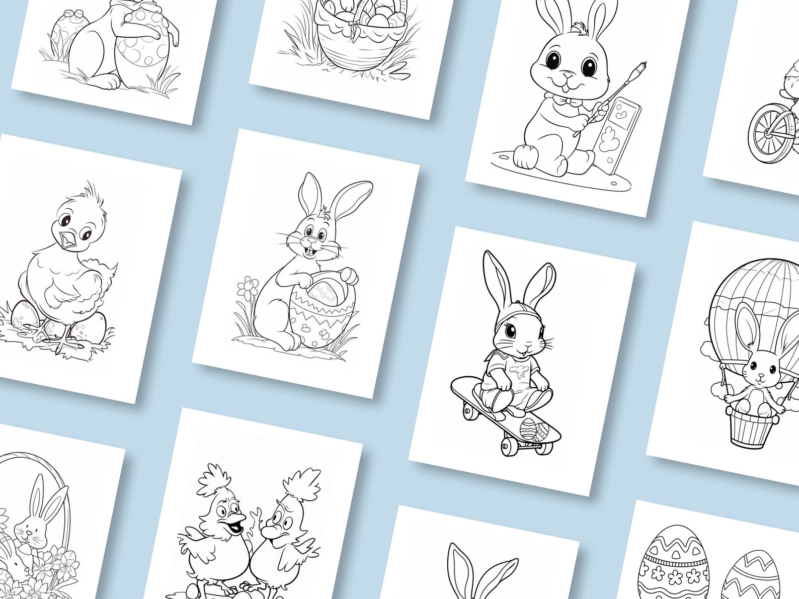 Easter Bunny and Friends Coloring Pages for Kids, 15 Fun Easter ...