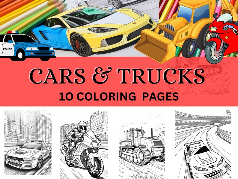 Car and Truck Coloring Pages Collection for Boys, Trucks Construction ...