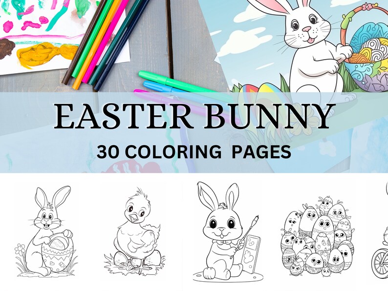 Easter Bunny and Friends Coloring Pages for Kids, 15 Fun Easter ...