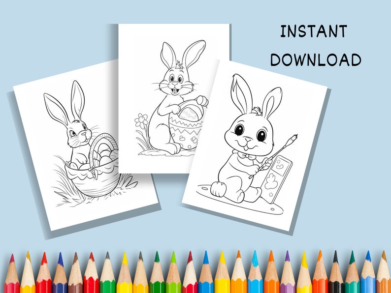 Easter Bunny and Friends Coloring Pages for Kids, 15 Fun Easter ...