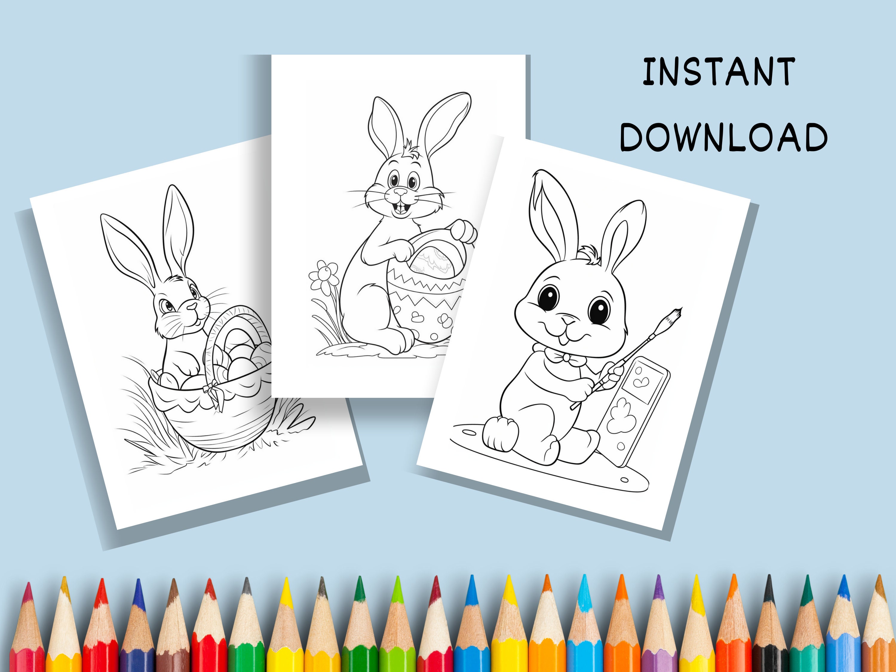 Easter Bunny and Friends Coloring Pages for Kids, 15 Fun Easter ...