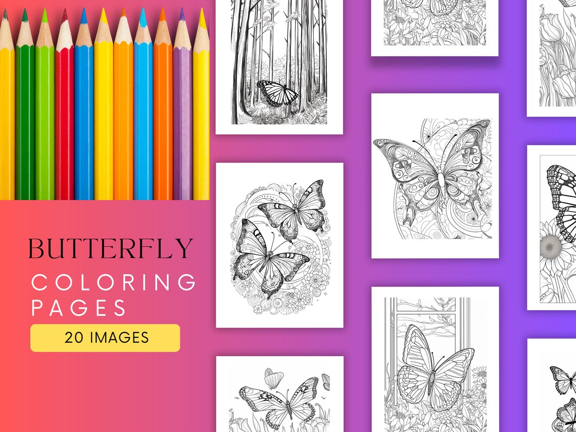 Butterfly Coloring Pages, 20 Butterfly's Coloring Sheets for Kids or ...