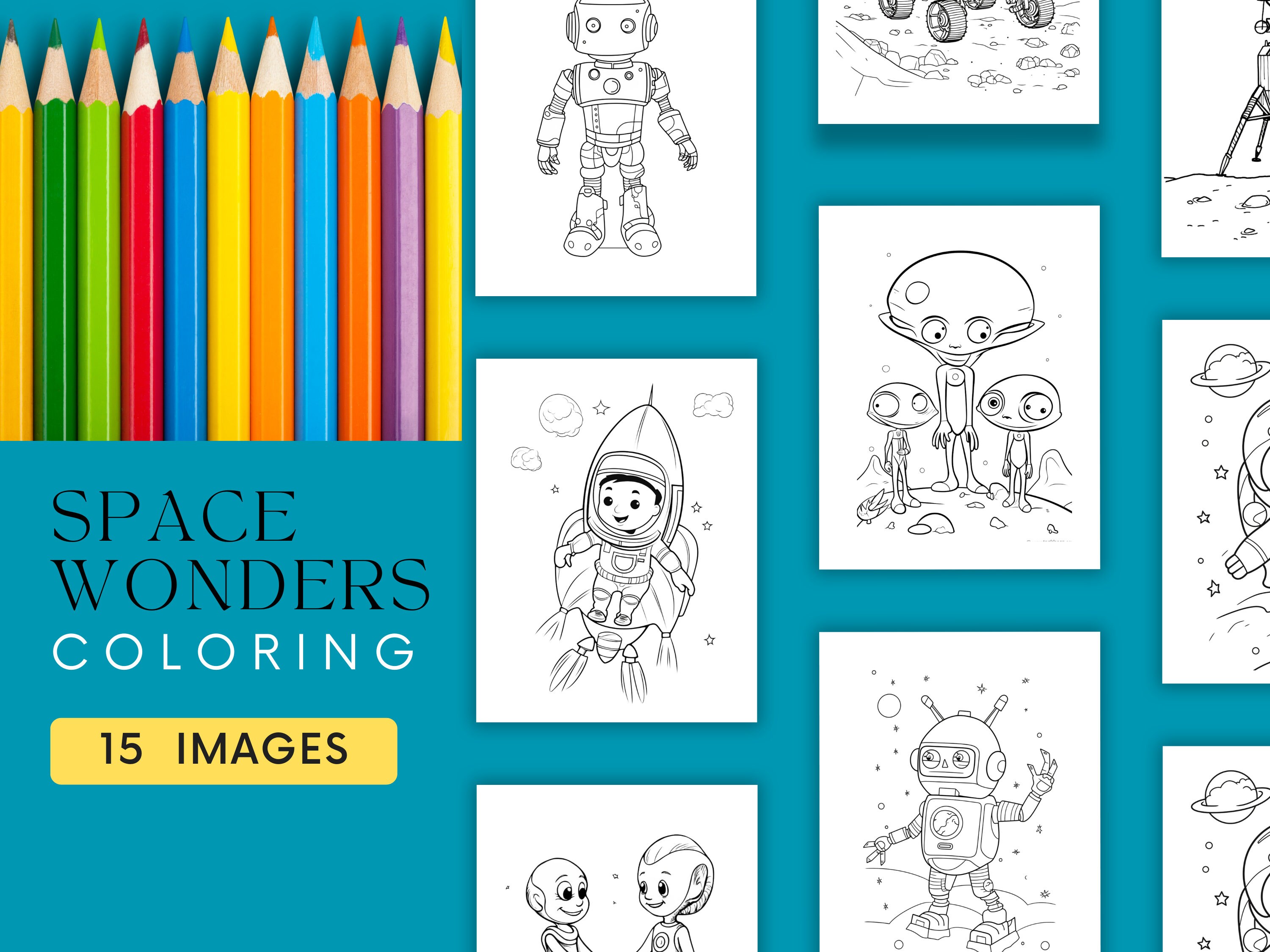 Space Coloring Pages for Kids, 15 Fun Corloring Book Pages for Boys ...
