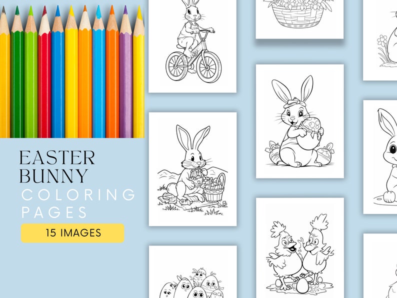 Easter Bunny and Friends Coloring Pages for Kids, 15 Fun Easter ...
