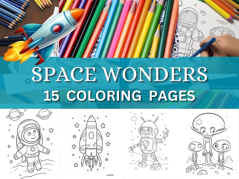 Space Coloring Pages for Kids 15 Fun Corloring Book Pages for - Etsy