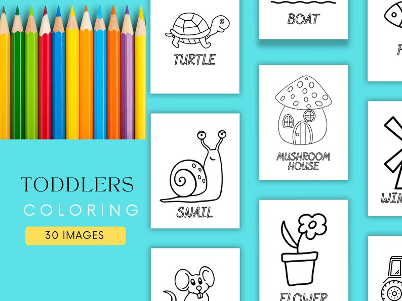 Toddler Colouring Book Pages for Kids Toddlers, 30 Fun Coloring Sheets ...