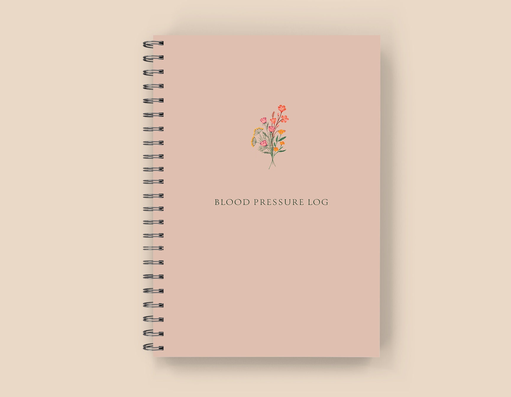Blood Pressure Log: Spiral Bound Printed High Blood Pressure Tracker ...