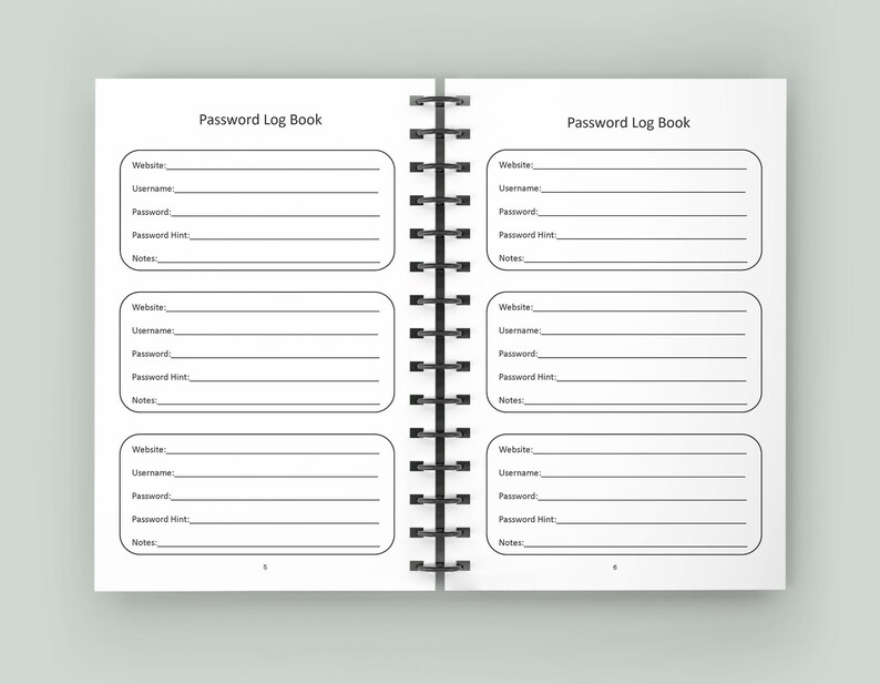 Password Book: Wire-o Spiral Password Organizer 6x9 Login & Password ...
