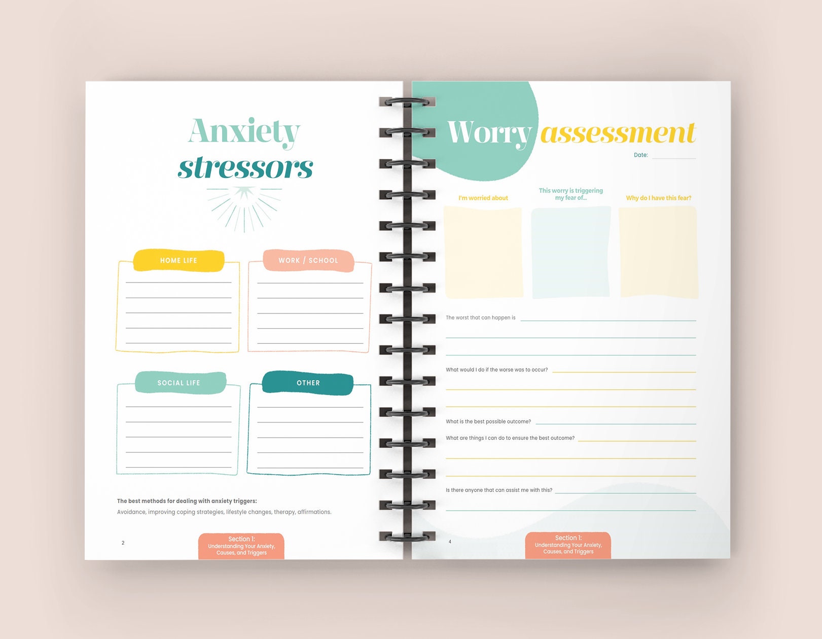 Anxiety Journal & Workbook: Spiral Bound Anxiety Workbook anxiety ...