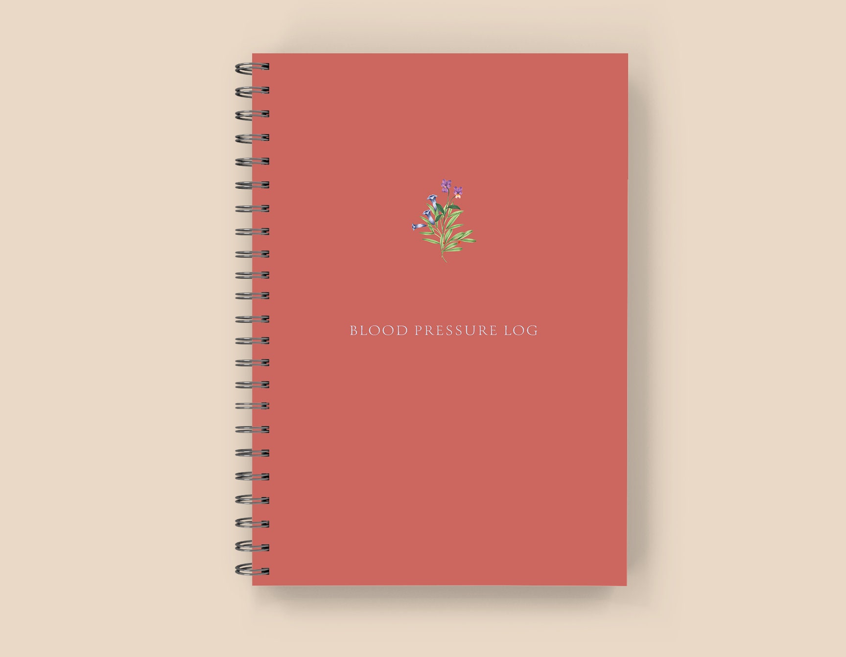 Blood Pressure Log: Spiral Bound Printed High Blood Pressure Tracker ...