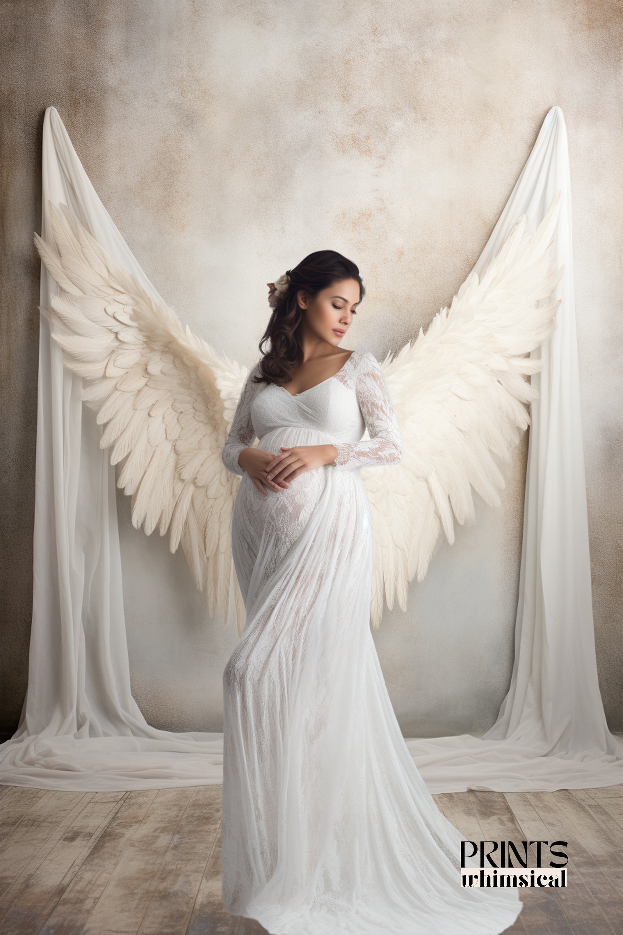 Angel Wings Digital Backdrop Maternity Photoshoot Neutral Backdrop Easy ...