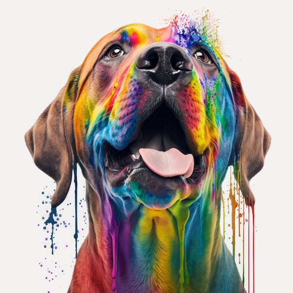 Colorful Dog Art - Etsy