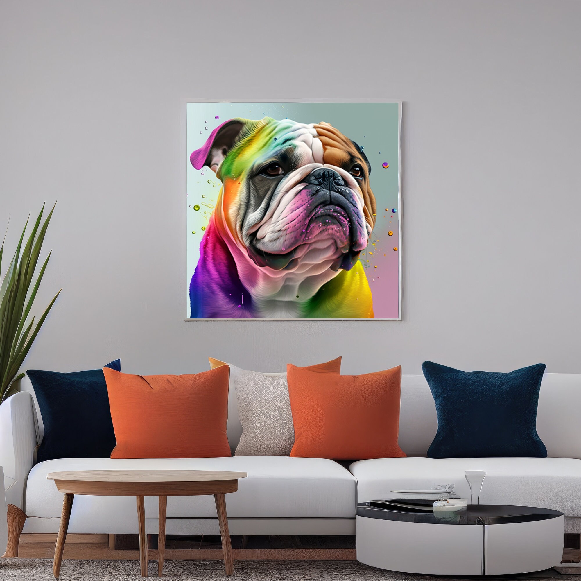 Rainbow Bulldog Dog Wall Artwork Unique Designs Custom - Etsy