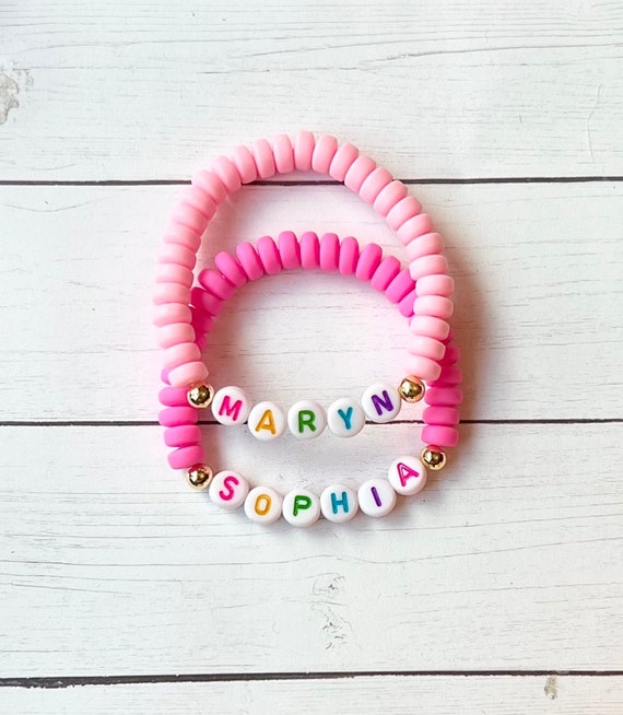 Colorful Name Bracelet Rainbow Letter Beads Custom Name Bracelet for Kids Stretchy Name Bracelet Friendship Bracelet for Kids Birthday Gift Etsy