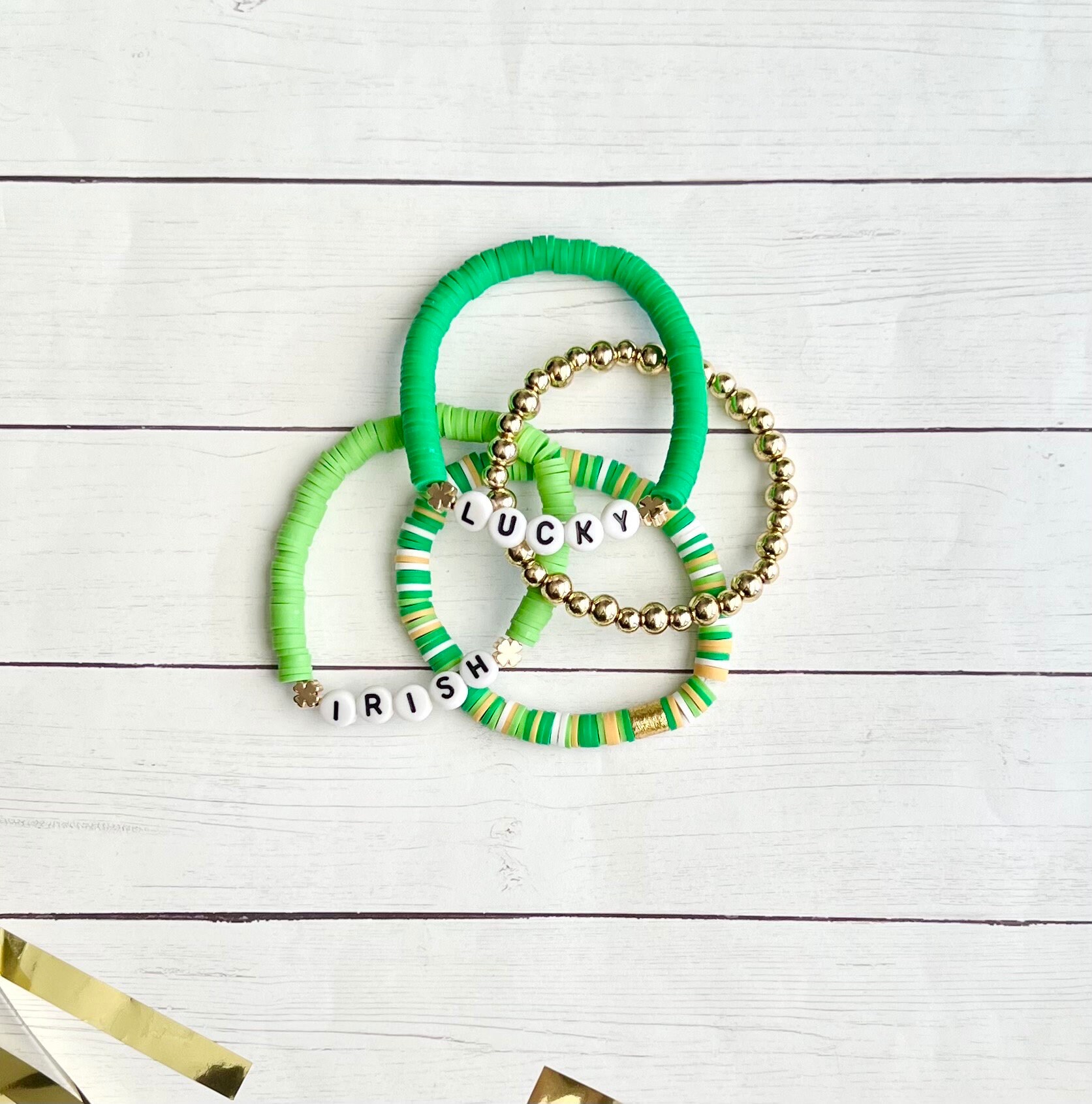 St Patricks Day Heishi Bracelets, Green Heishi Bracelets for Women, St ...