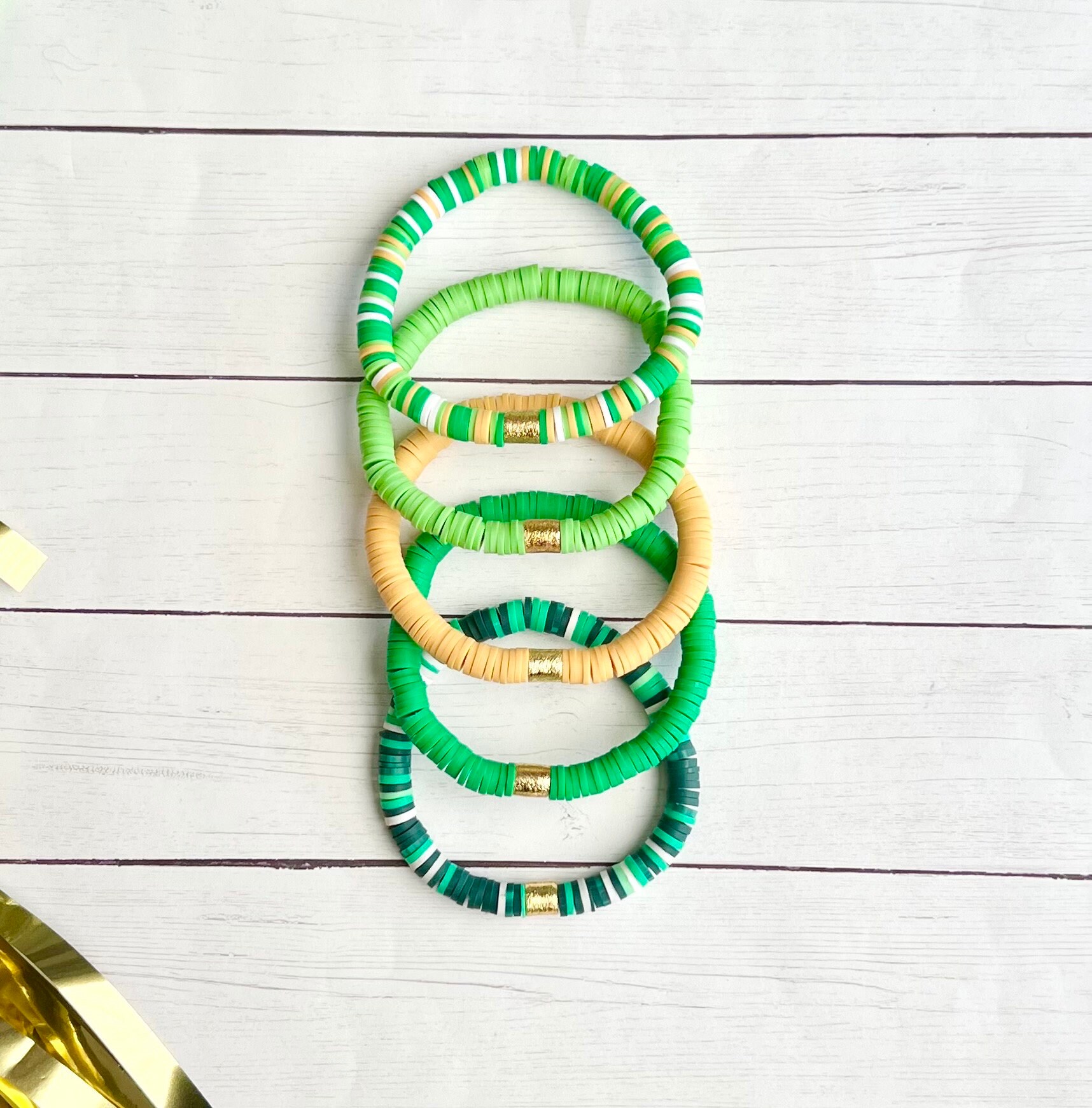 St Patricks Day Heishi Bracelets, Green Heishi Bracelets for Women, St ...