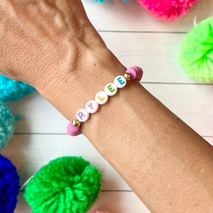 Colorful Name Bracelet Rainbow Letter Beaded Custom Name Bracelet for ...