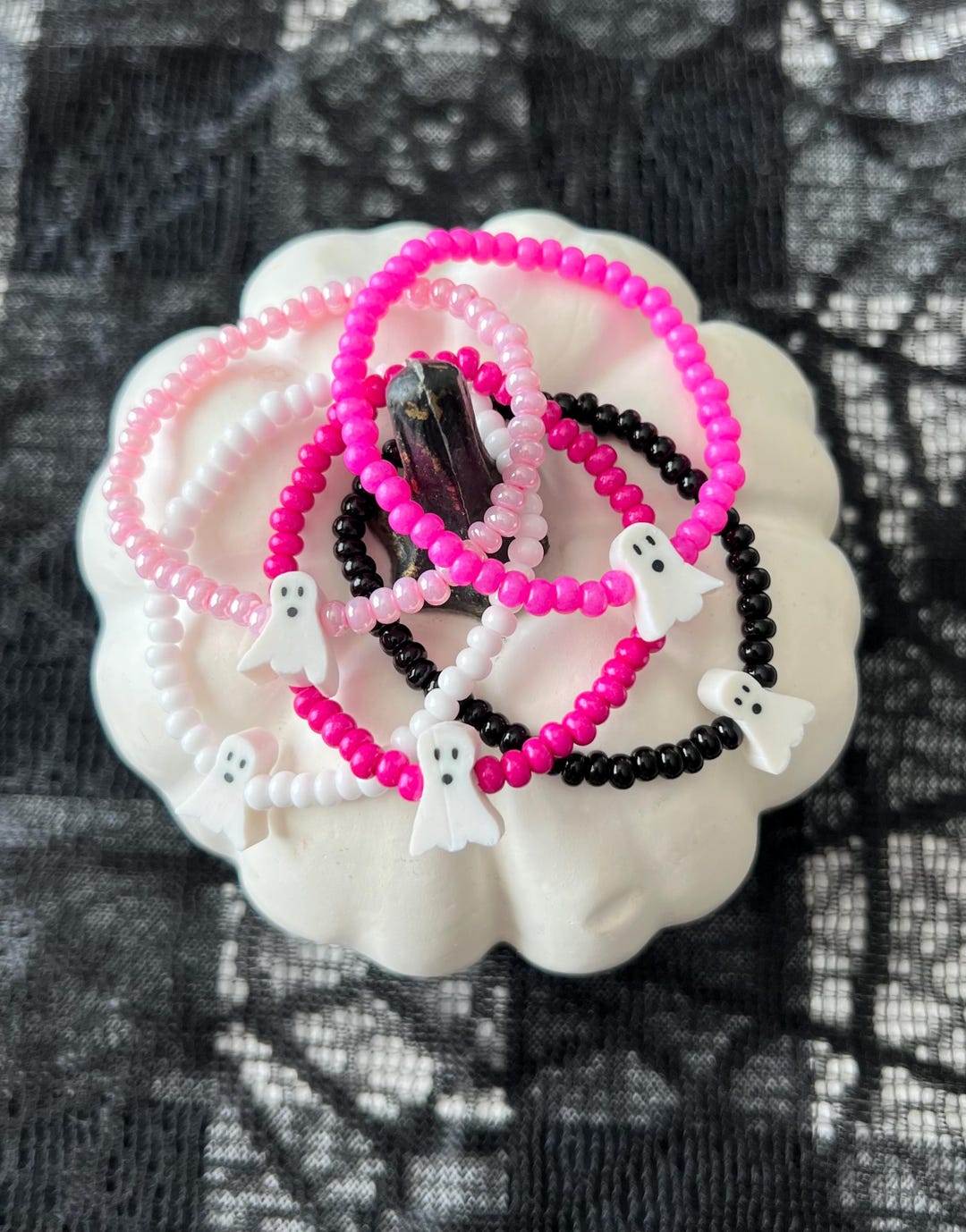Pink Halloween Bracelets for Kids Ghost Bracelet for Girls Ghost ...