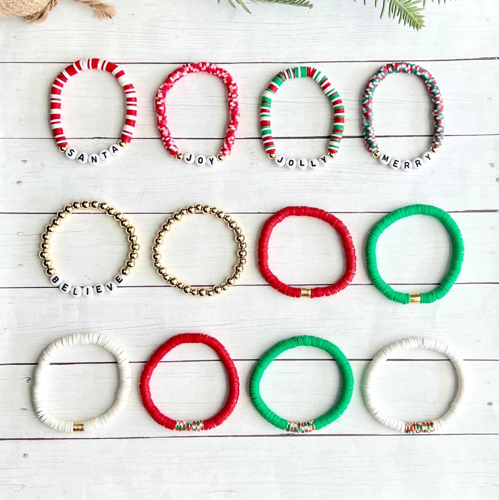 Christmas Bracelets, Heishi Christmas Bracelets for Women, Christmas ...