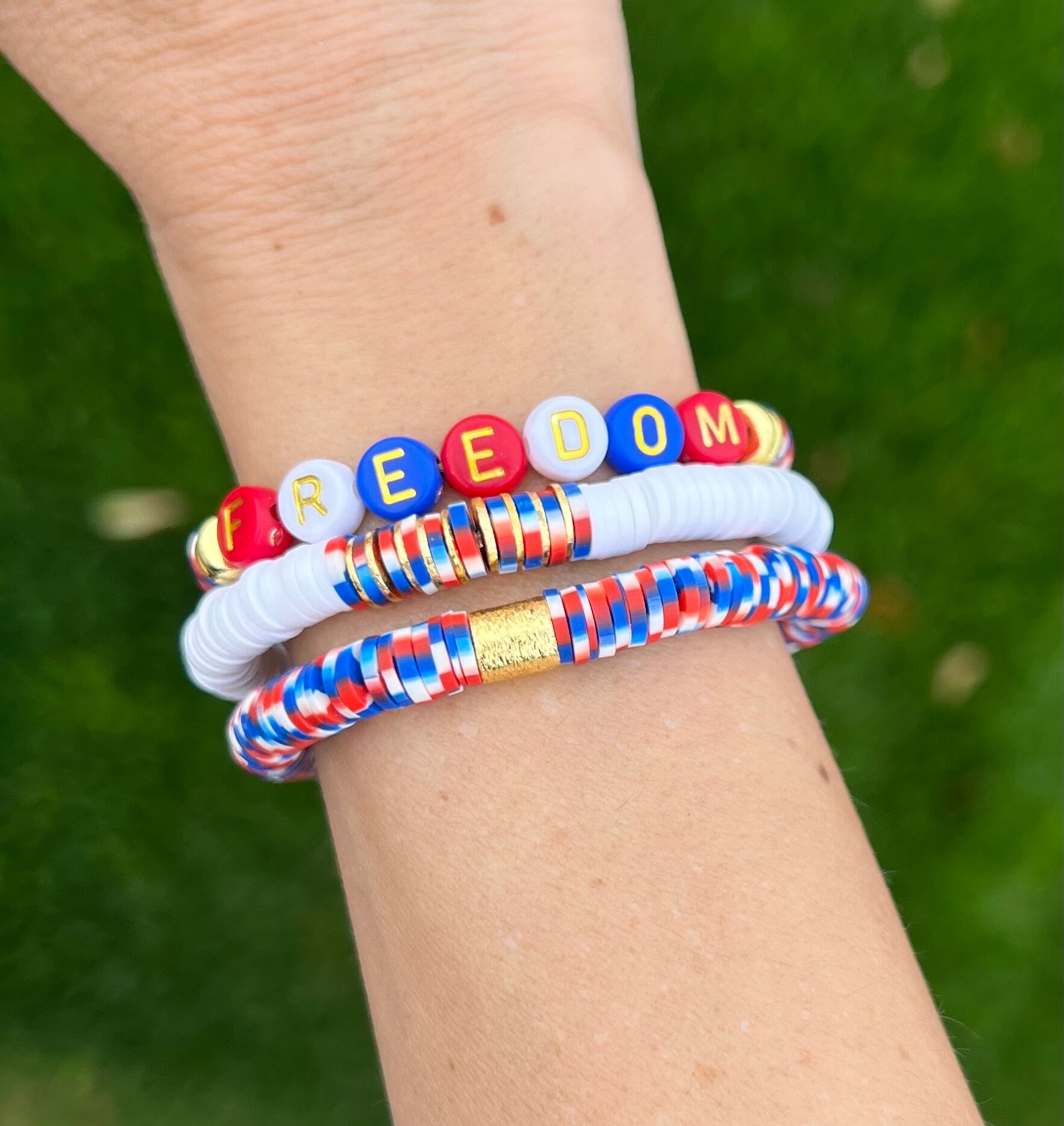 Patriotic Bracelets Heishi 4th of July Bracelets for Women American ...