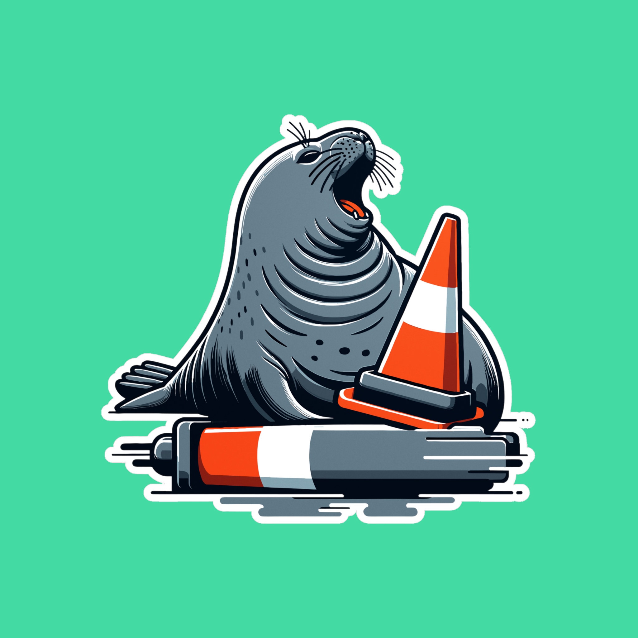 Neil the Seal Sticker - Waterproof Vinyl Satin, Elephant Seal Sticker ...
