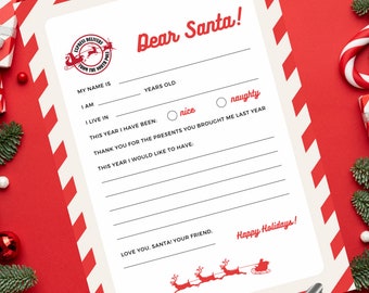 Christmas Wishlist Template Dear Santa Printable - Etsy