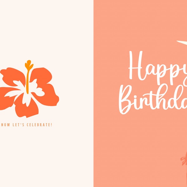 Hawaiian Themed Birthday Card Etsy
