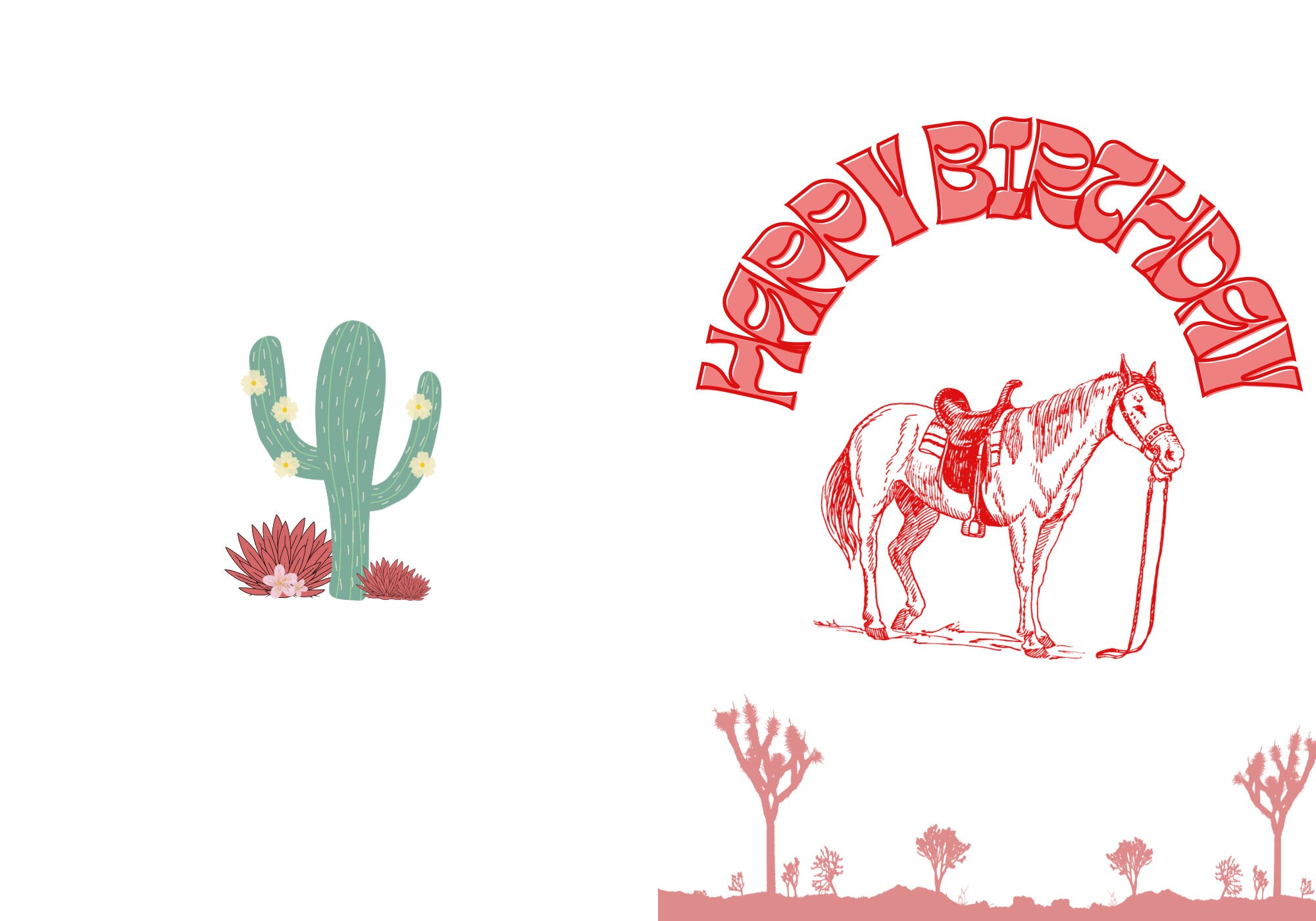 Printable, Foldable Western, Happy Birthday Card - Etsy