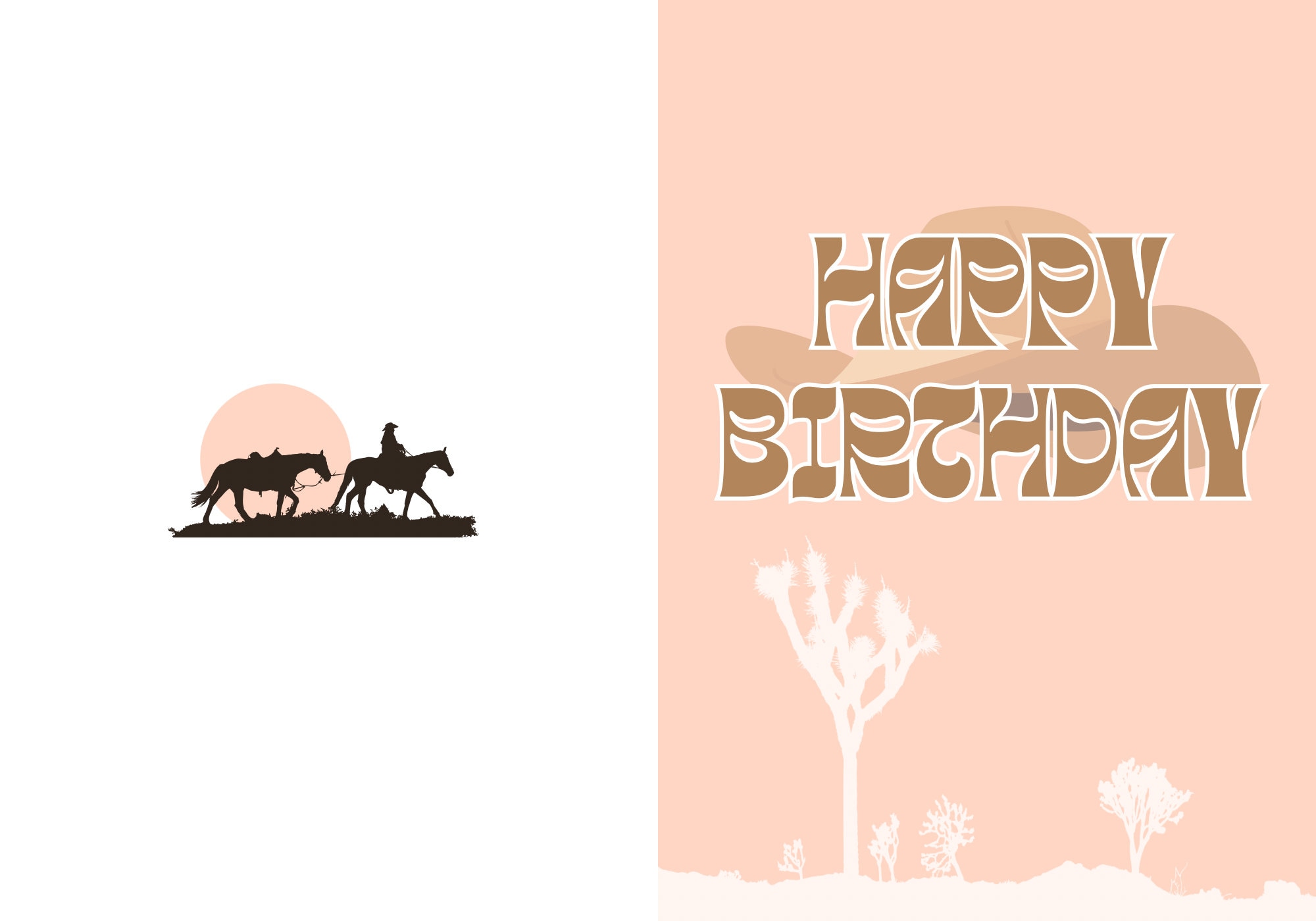 Printable, Foldable Western, Happy Birthday Card - Etsy