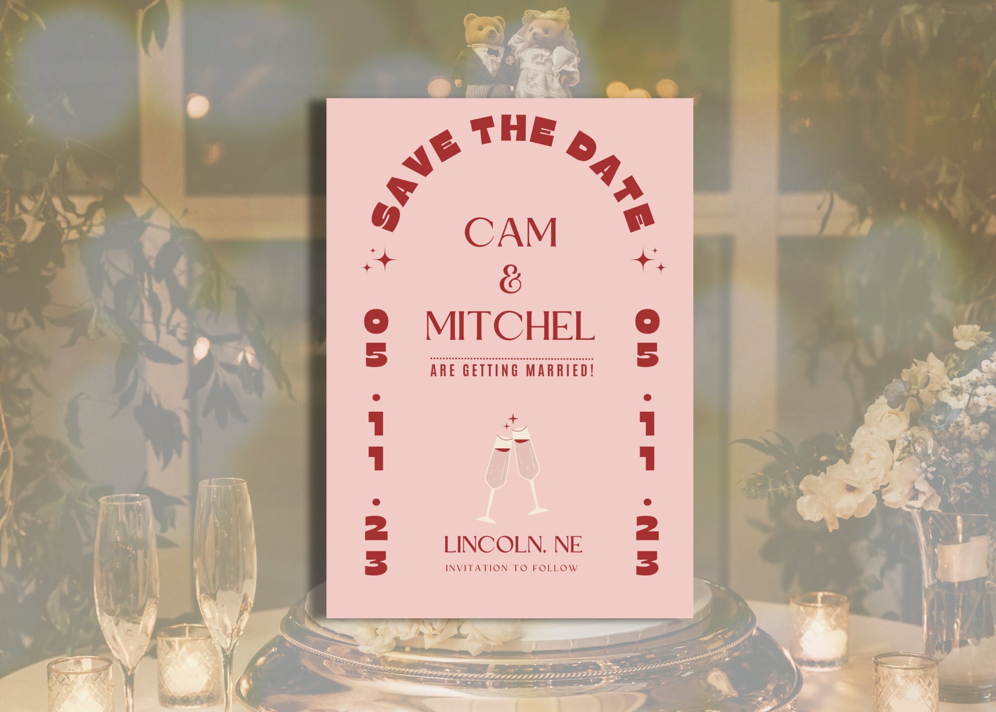 Editable Canva Save the Date Card | Bold, Fun, Funky Save the Date ...