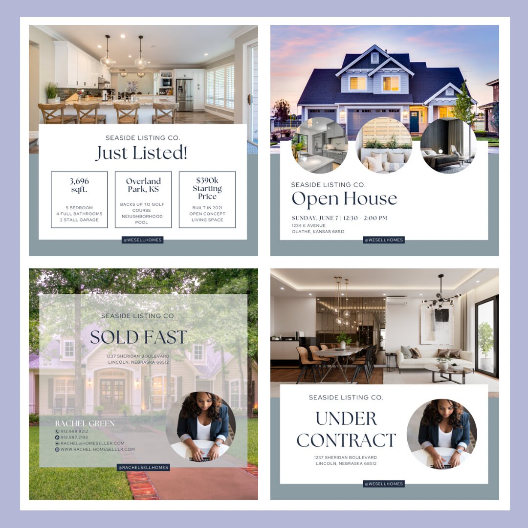 Real Estate Social Media Templates Real Estate Instagram Posts Realtor ...