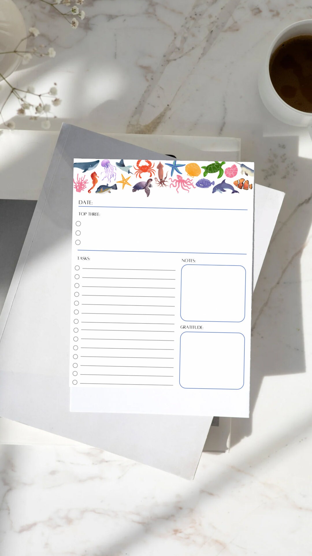 Sea Life Daily Checklist Bundle for Planning and Productivity Printable ...