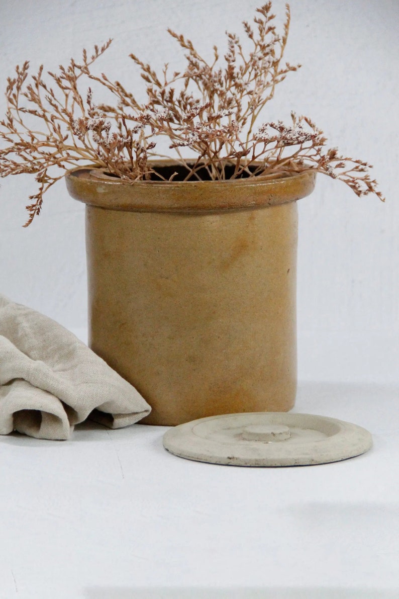 Antique Stoneware Crock | Rustic Crock With Lid - Etsy