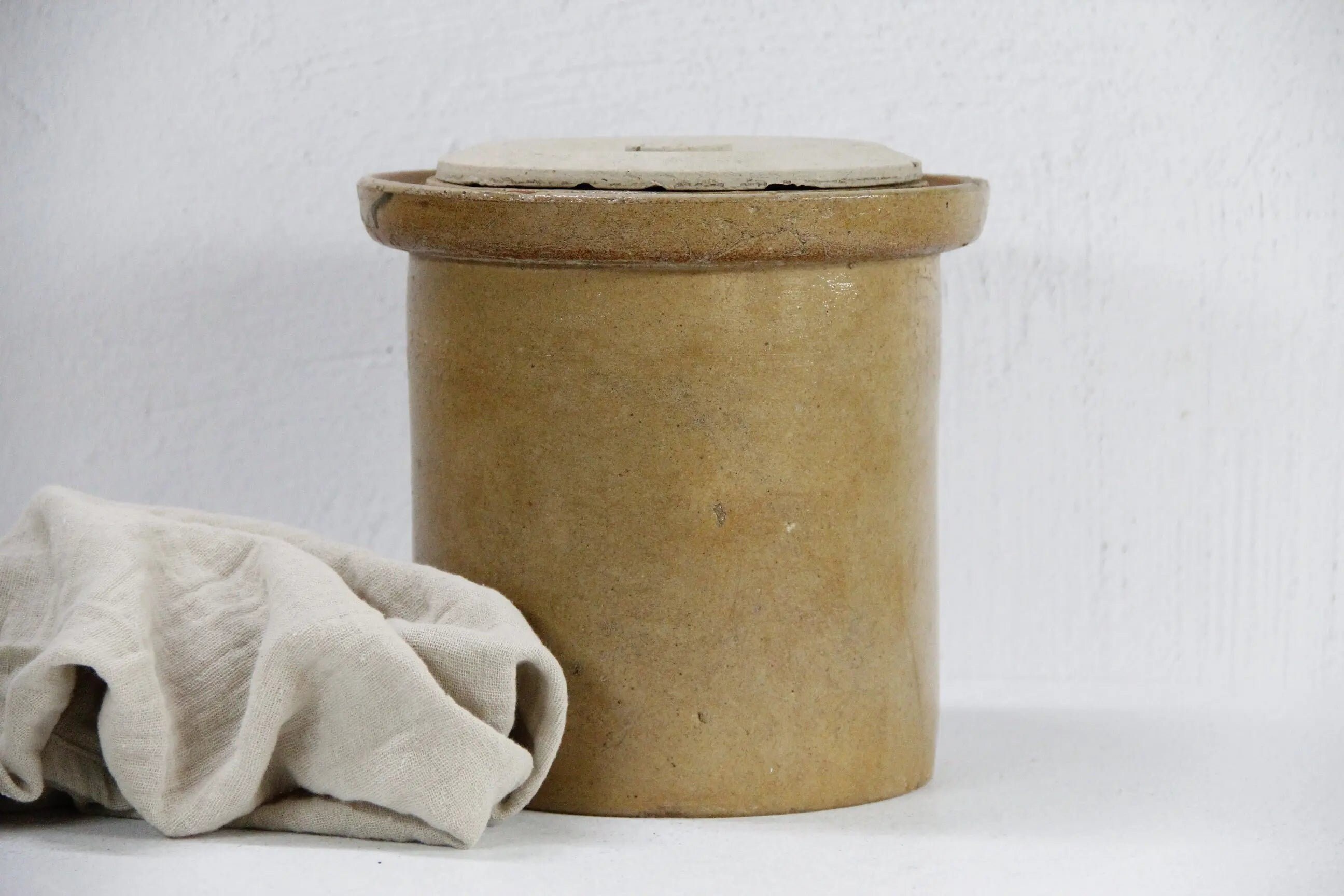 Antique Stoneware Crock | Rustic Crock With Lid - Etsy