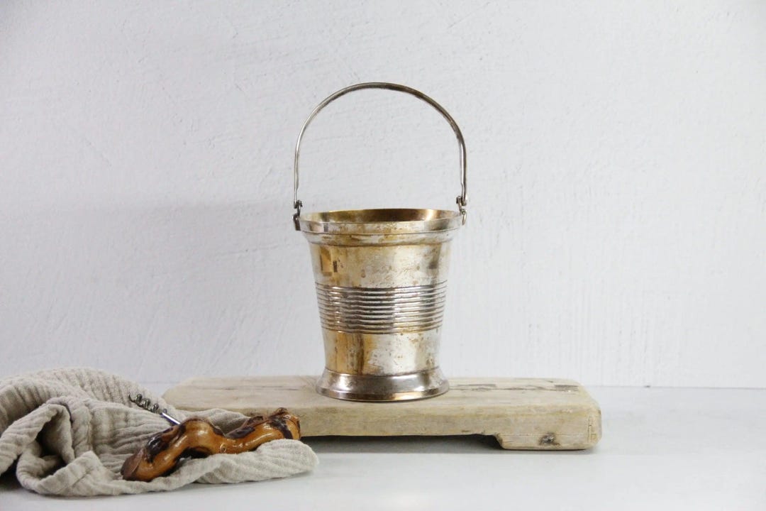 Vintage Silver Ice Bucket | Small Wine Cooler-bar Decor - Etsy