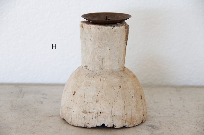 Antique Wood Candle Stand | Round Base - Etsy