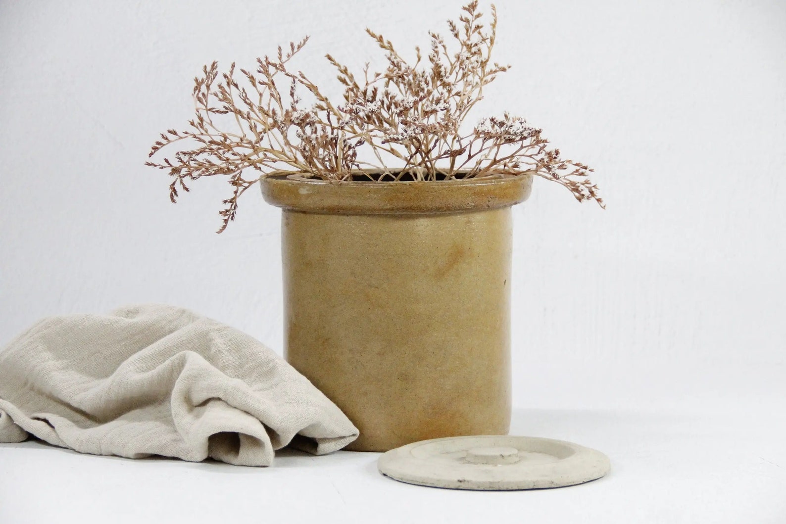 Antique Stoneware Crock | Rustic Crock With Lid - Etsy