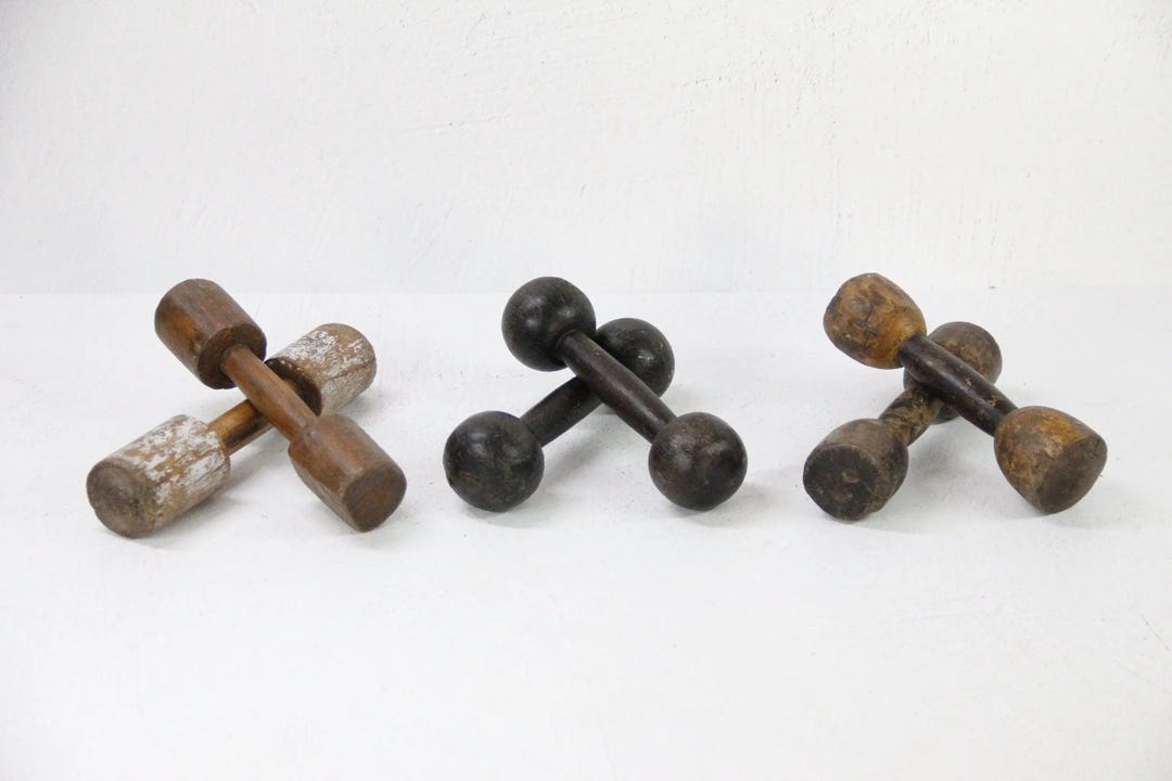 Antique Wooden Dumbbell India-hand Carved Decor Pr. - Etsy