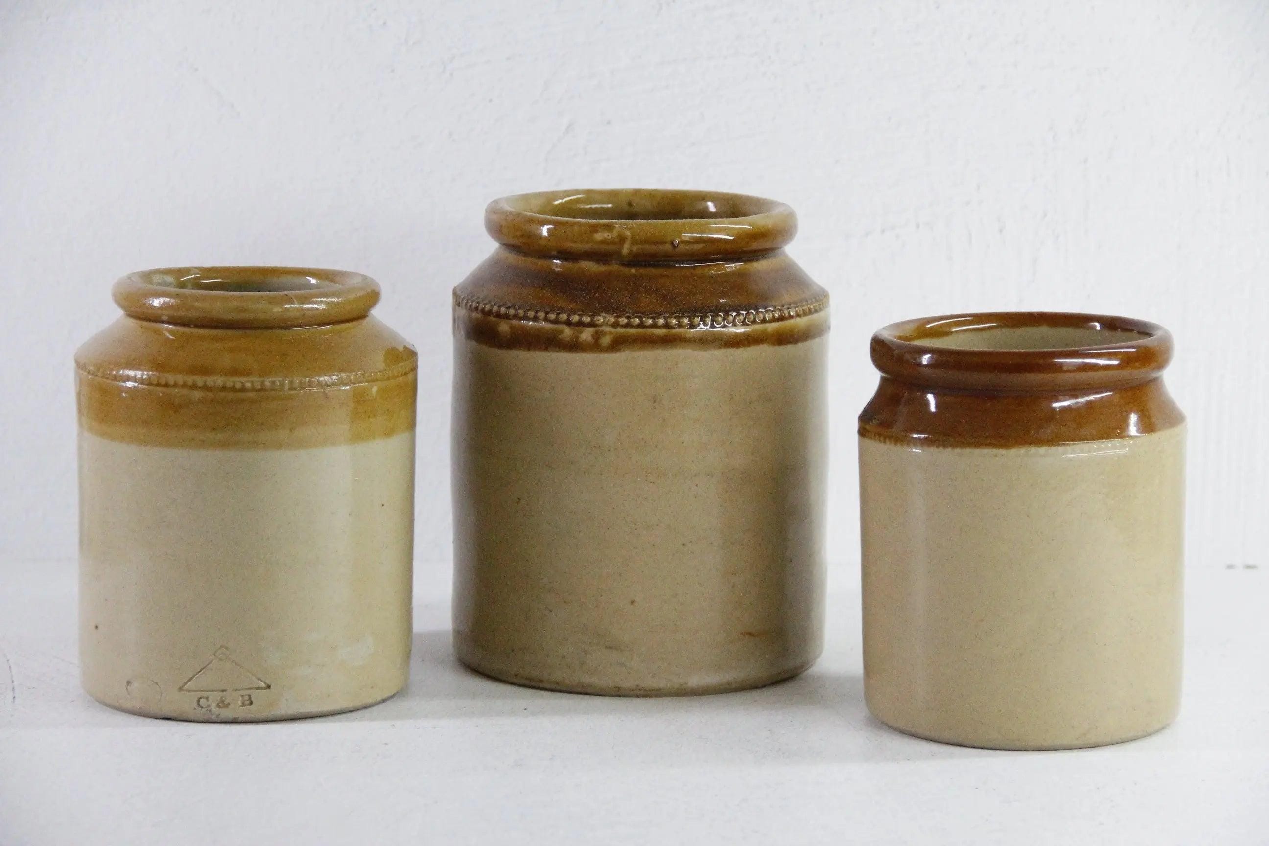 Vintage Stoneware Jar | English Two Tone Utensil - Etsy