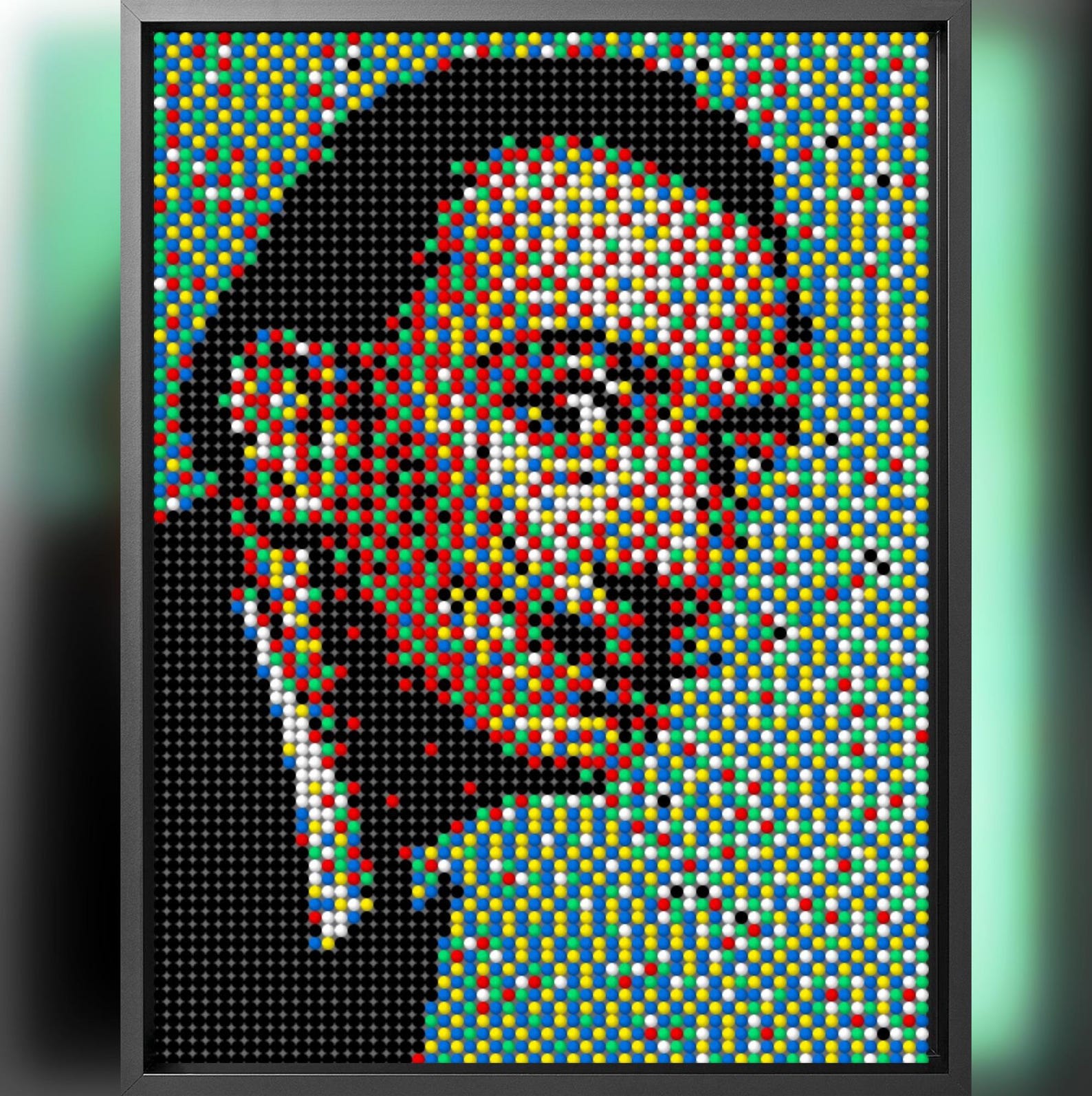 Wooden Pixel Art Portrait | Dalí-inspired Surreal Mosaic | Colorful ...
