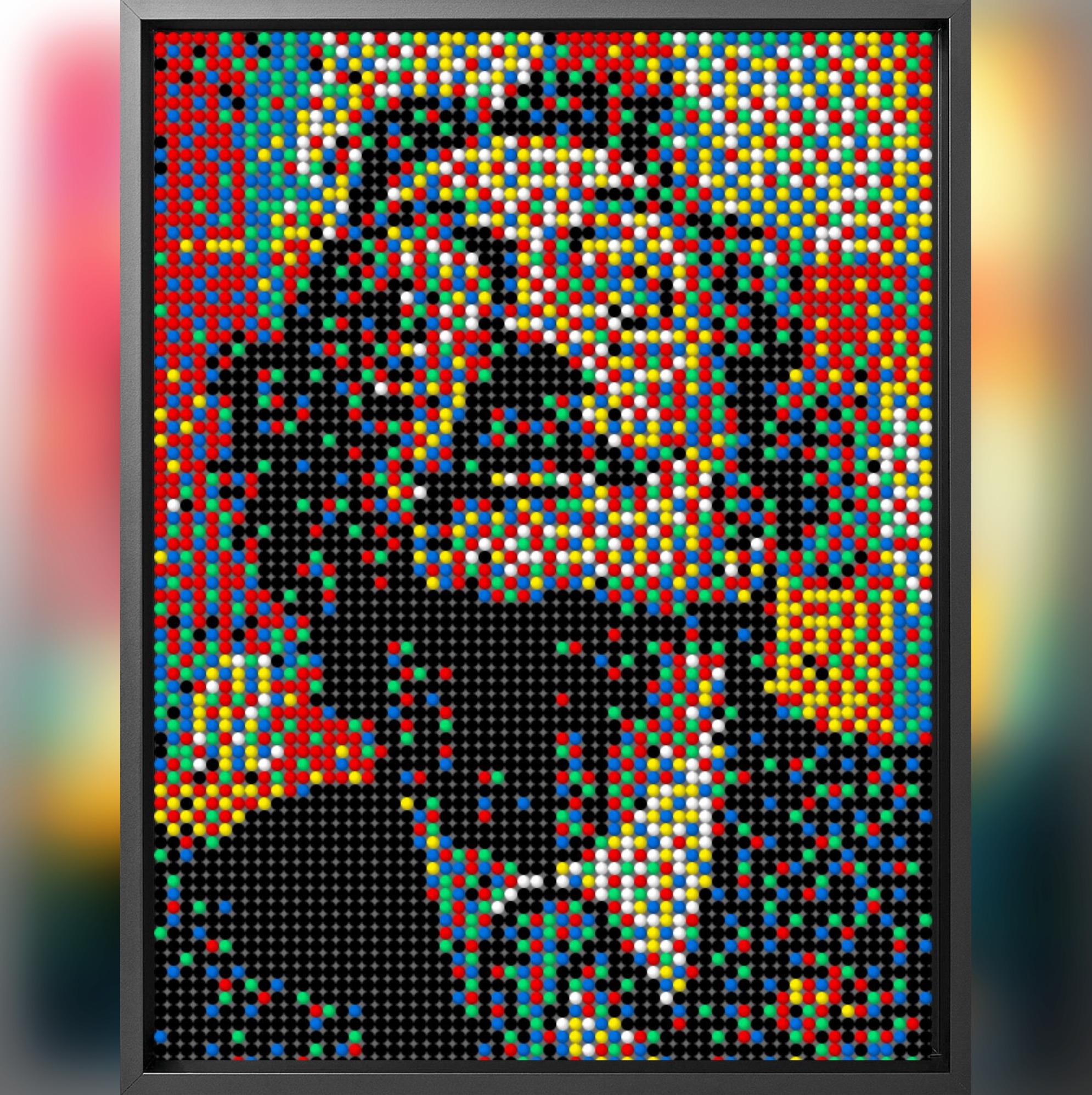 Wooden Pixel Art Portrait | Dalí-inspired Surreal Mosaic | Colorful ...