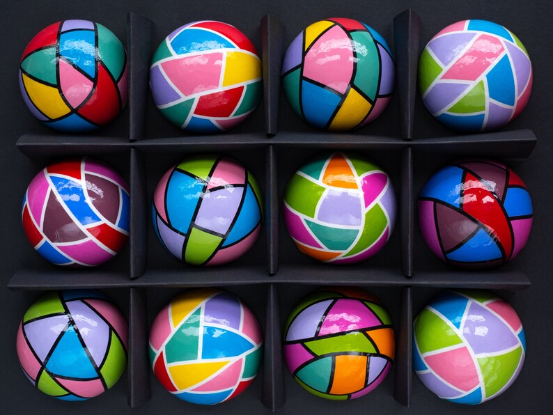 PACKS Colored Wooden Hemispheres, Hand Painted and Coated With Epoxy ...