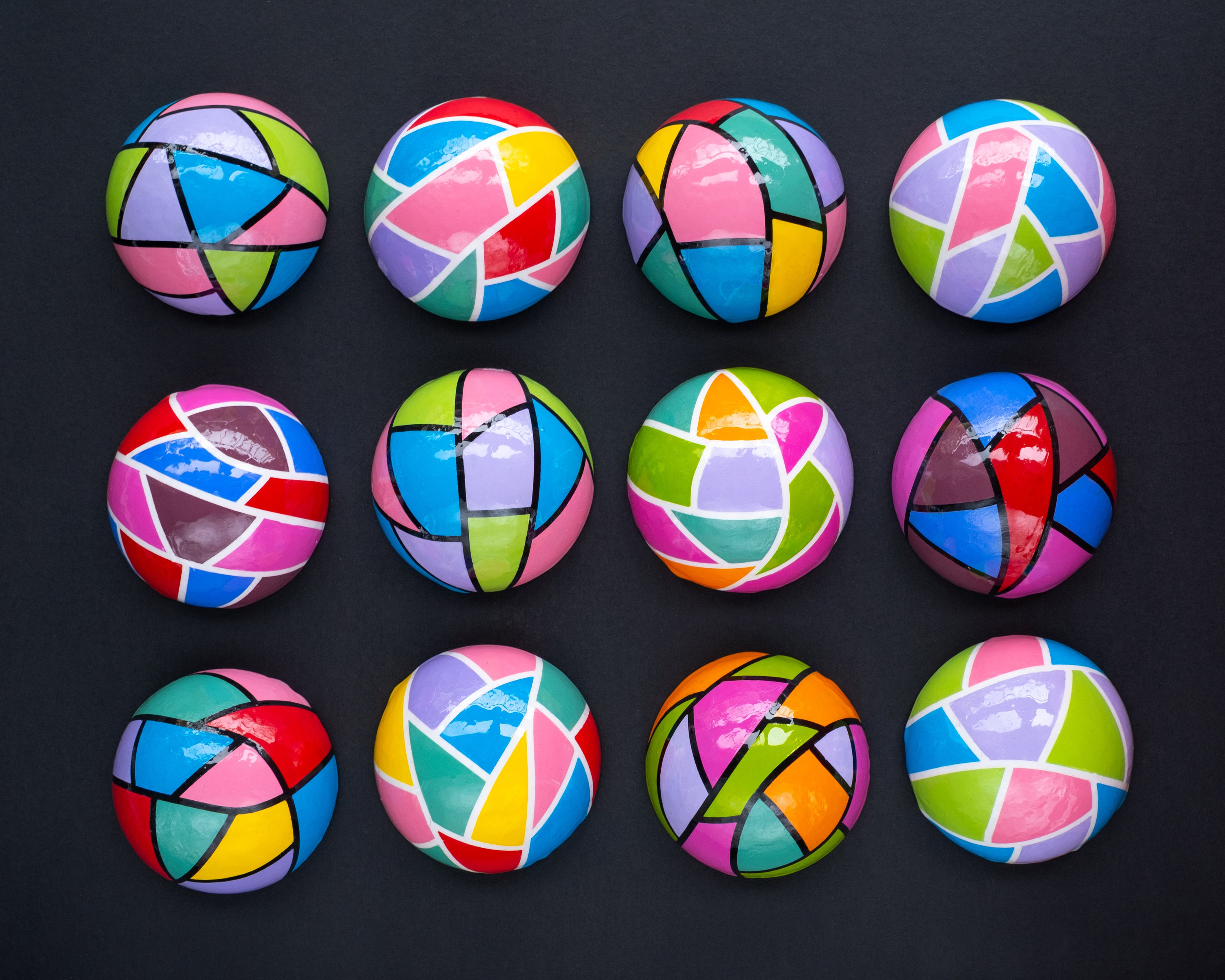 PACKS Colored Wooden Hemispheres, Hand Painted and Coated With Epoxy ...
