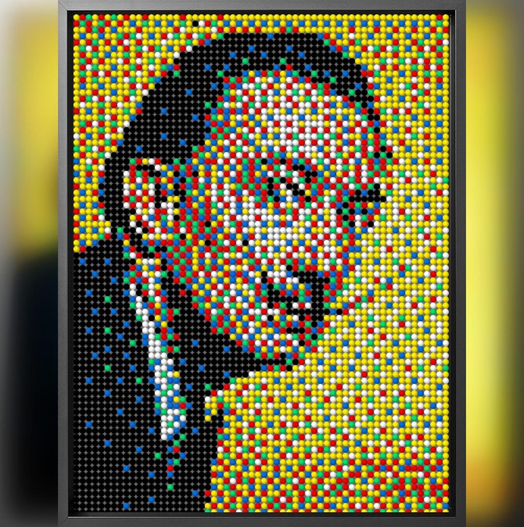 Wooden Pixel Art Portrait | Dalí-inspired Surreal Mosaic | Colorful ...