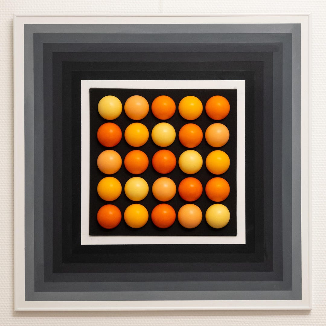 3D Wooden Hemisphere Wall Art | Geometric Sculpture in Yellow & Orange ...