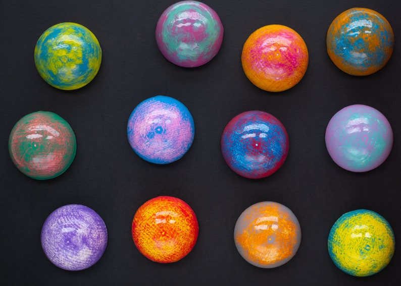 PACKS of Wooden Hemispheres | Hand Painted Wooden Wall Dots | Colorful ...