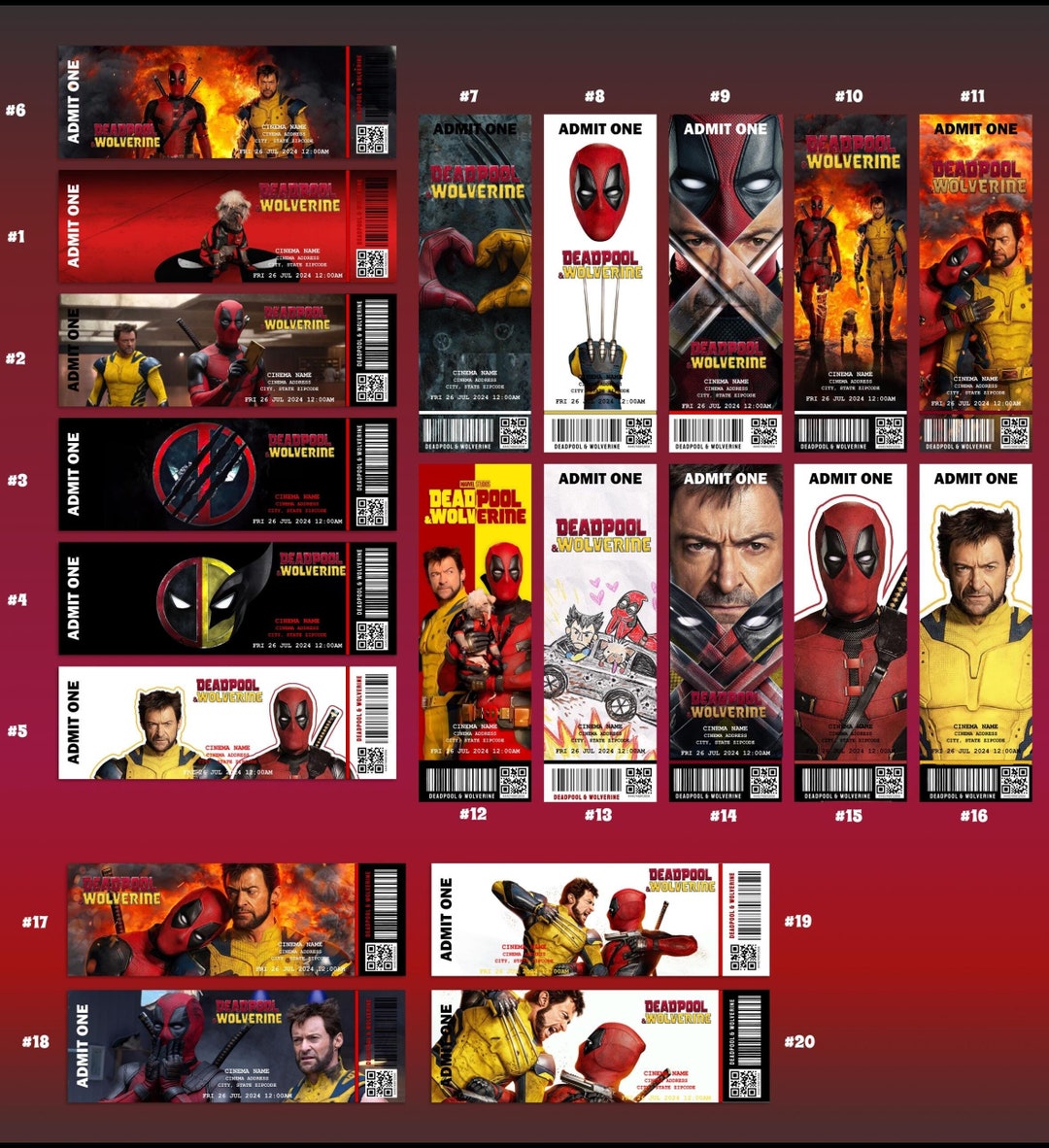 DEADPOOL & WOLVERINE Movie Tickets Limited Edition I Customizable - Etsy