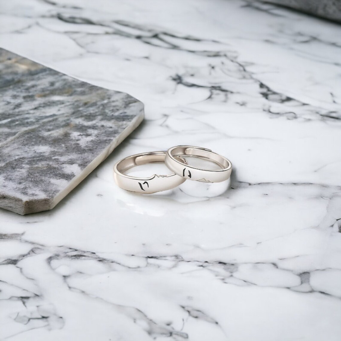 S925 Sterling Silver Loving Kiss Couple Matching Adjustable Rings Set ...